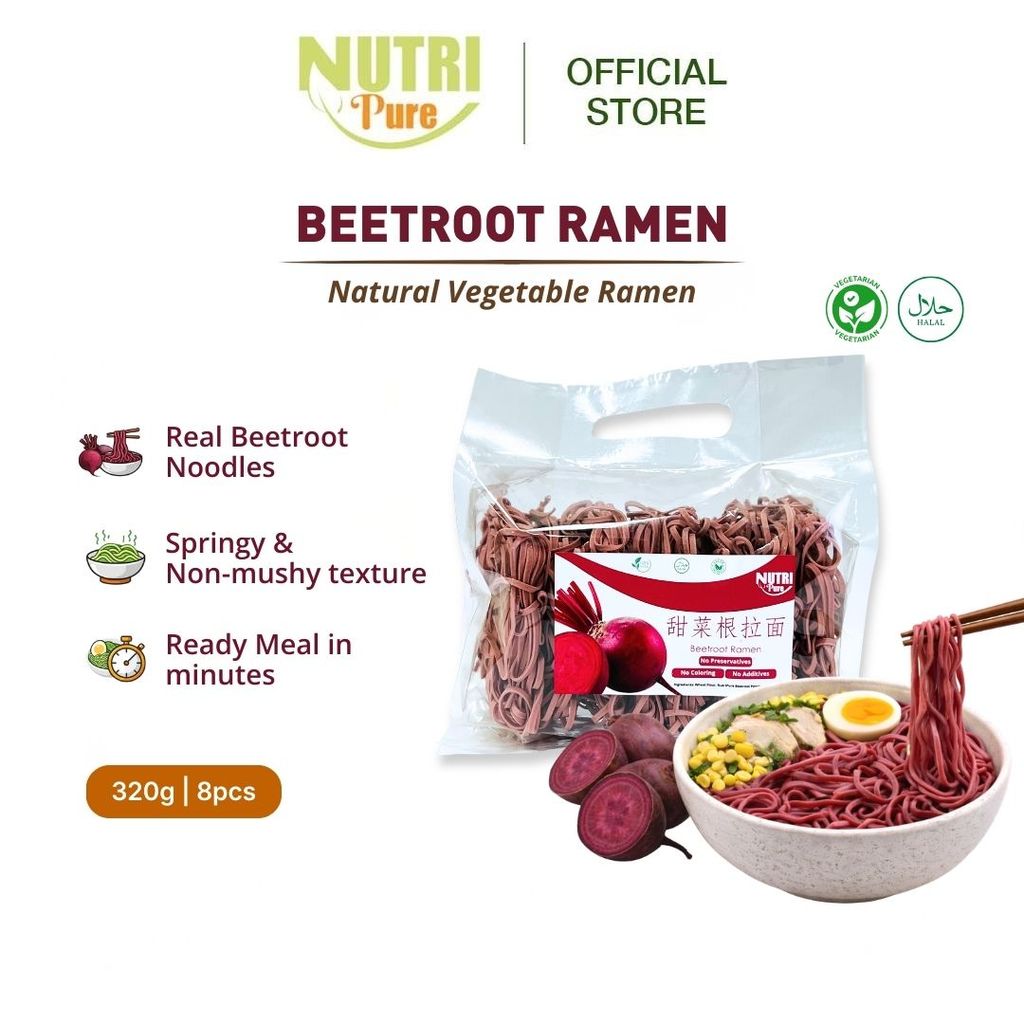 Nutri Pure Beetroot Ramen 320g (8pcs) | Natural Vegetable Noodles | No ...