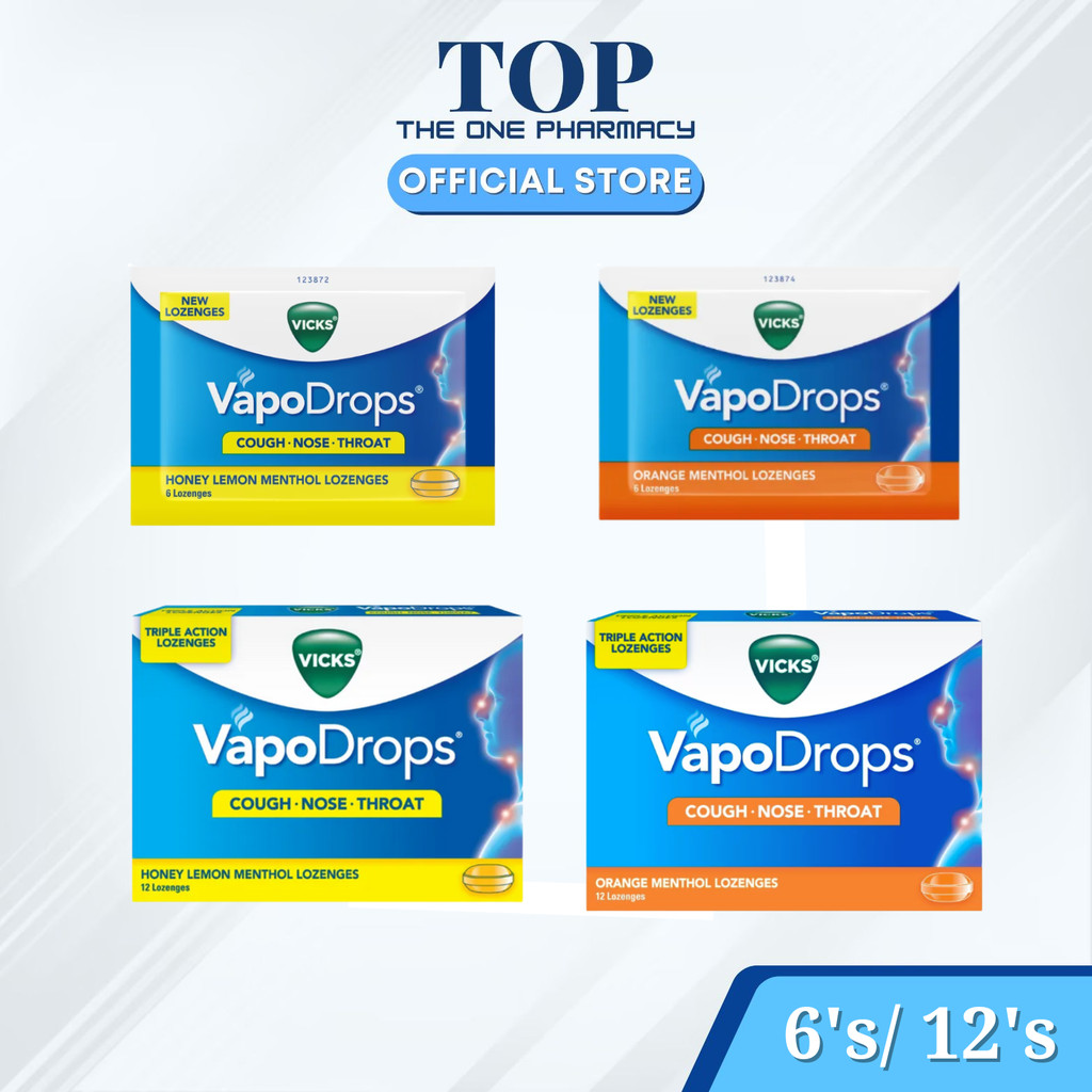 Vicks VapoDrops Menthol Lozenges 6's/ 12's (Honey lemon/ Orange ...