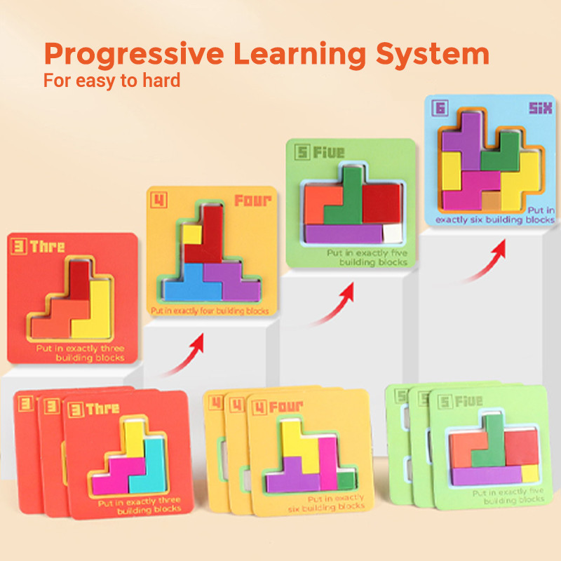 Tetris Jigsaw Puzzle Educational Logical Tetris Puzzle Wooden Blocks ...