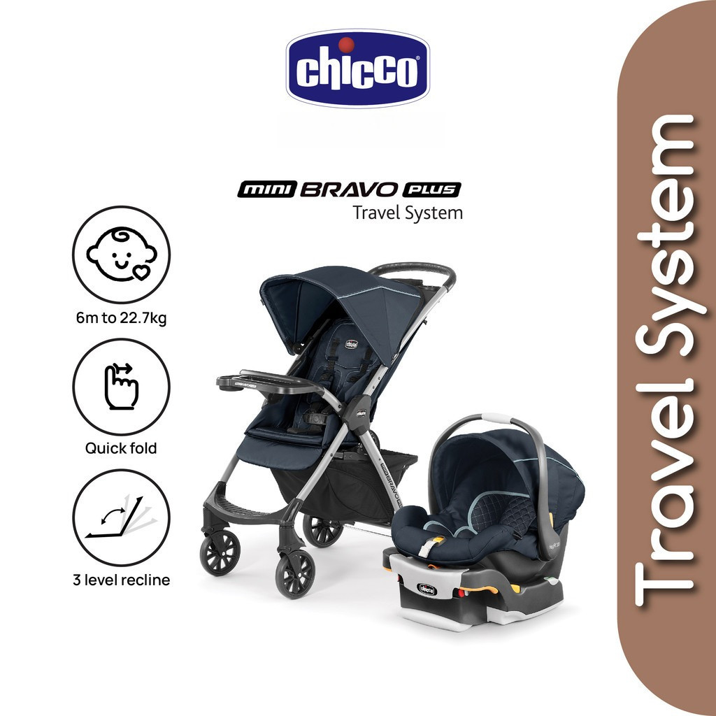 🎁FREE GIFT🎁 Chicco Mini Bravo Plus Travel System Stroller + Car Seat ...