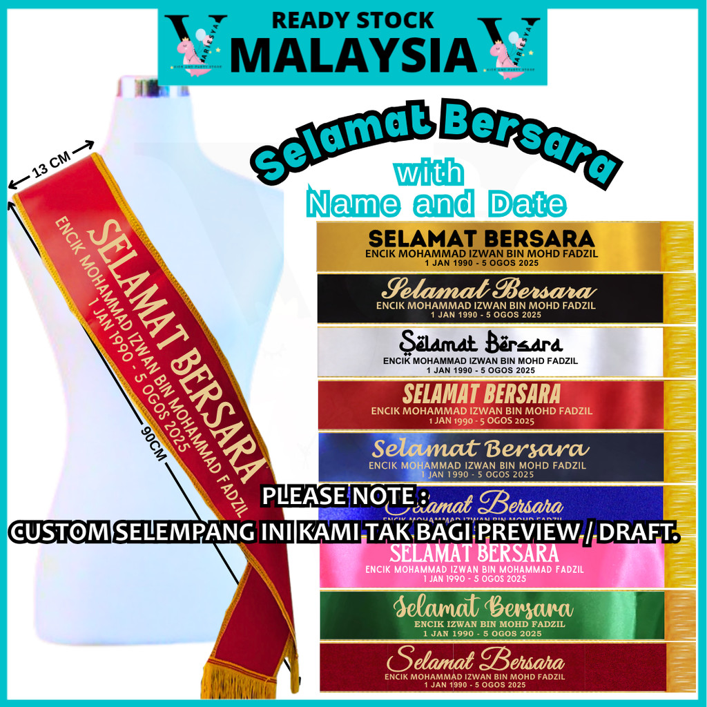 [SELAMAT BERSARA] Selempang Selamat bersara dengan nama dan tarikh Sash ...