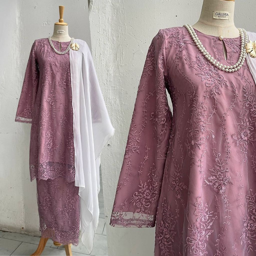 MAYA Baju Kurung Riau Plussize Polyester Net Galleria Kesuma | Shopee ...
