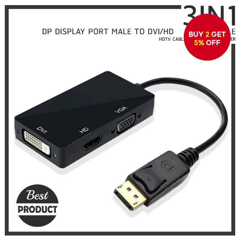 DisplayPort DP to HD/DVI/VGA Male to Female Three-in-One Adapter ...