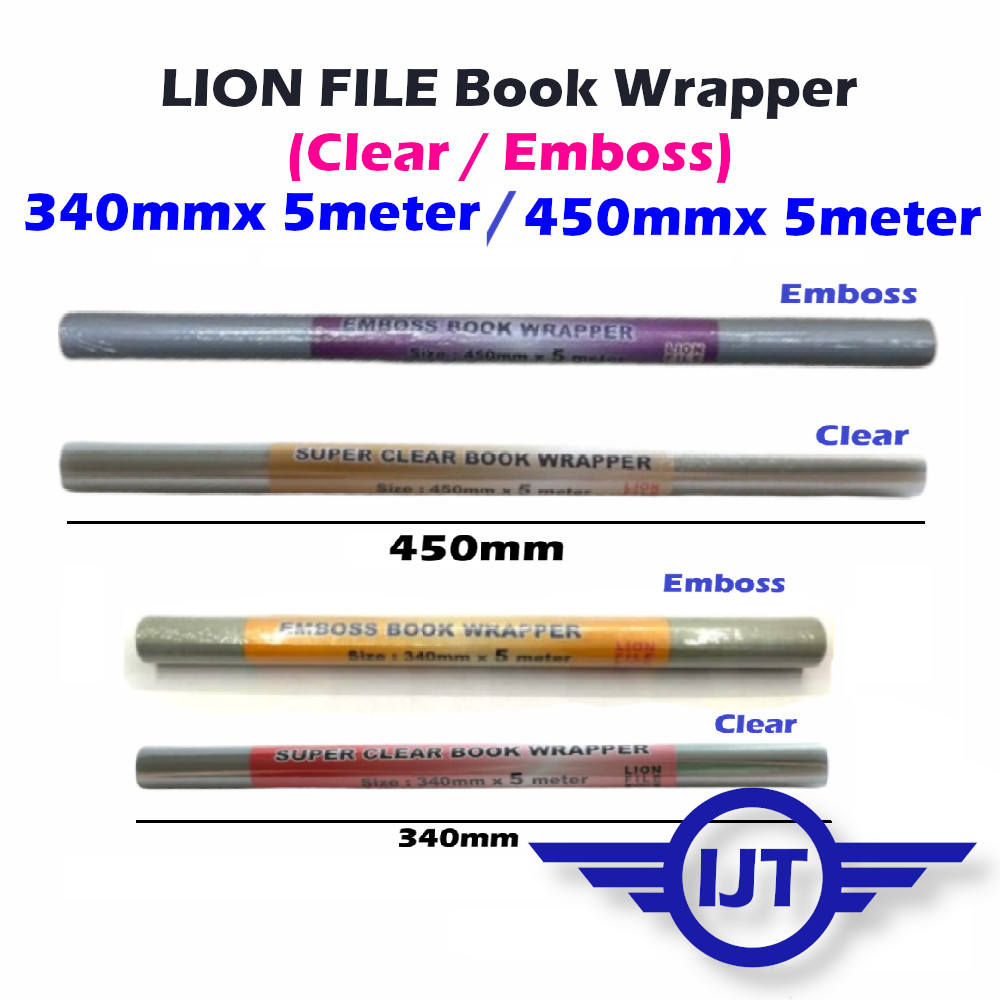 LION FILE Book Wrapper Roll / Pembalut Buku / Book Cover (340MM X ...