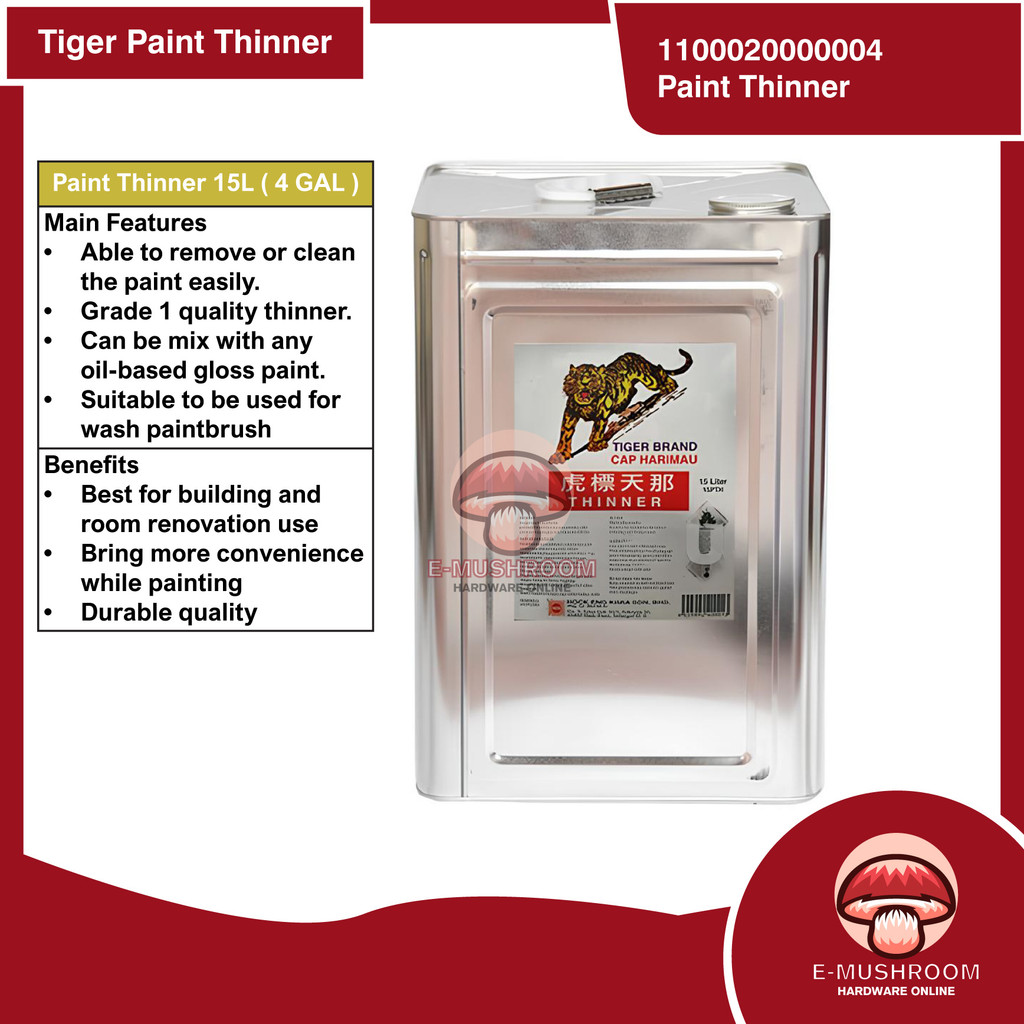 Tiger Thinner 4GAL Paint Thinner Solvent Cat Thinner Pencair Cat ...
