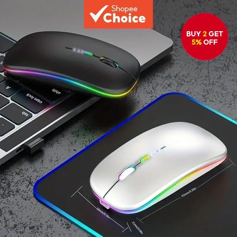 Silent Mouse Wireless Dual Mode Ergonomic Rechargeable RGB 2.4G ...