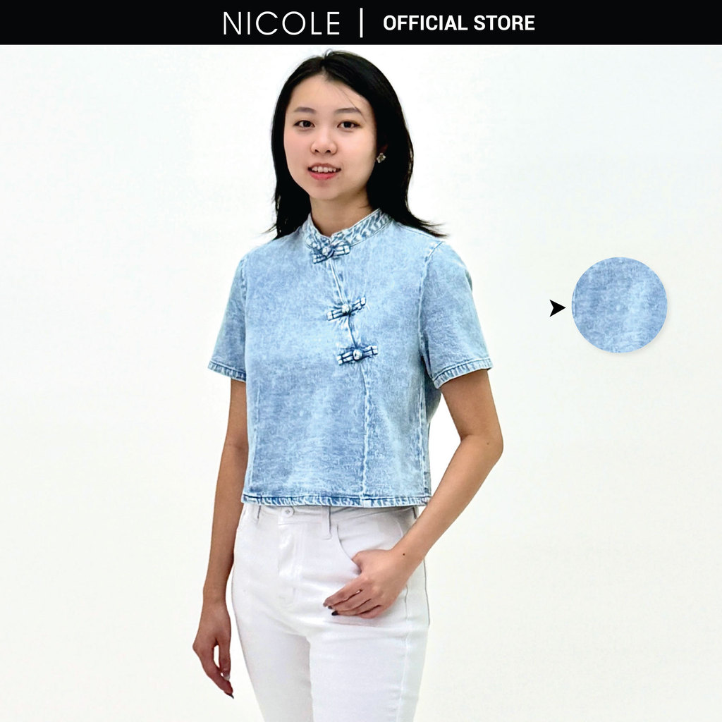 NICOLE Mandarin Collar With Chinese Knot Button Blouse (NB2-2512-0090 ...