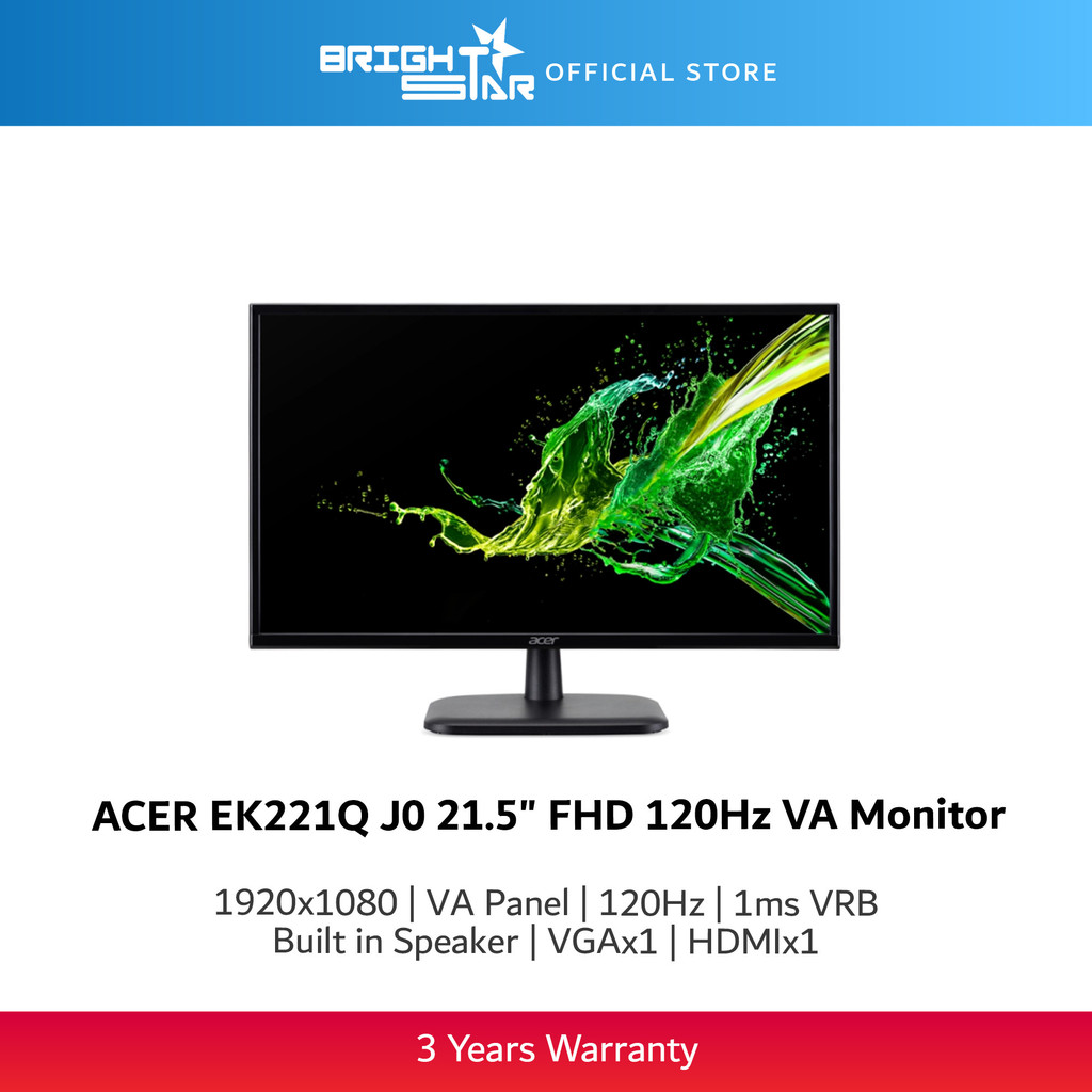 ACER EK221Q J0 21.5" FHD 120Hz VA Monitor | Shopee Malaysia