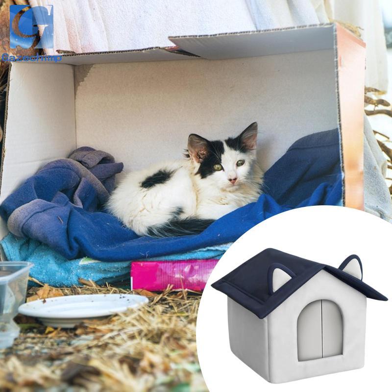 [Gazechimp] Enclosed Cat Cave Bed Heated House for Outside Barn Pet ...