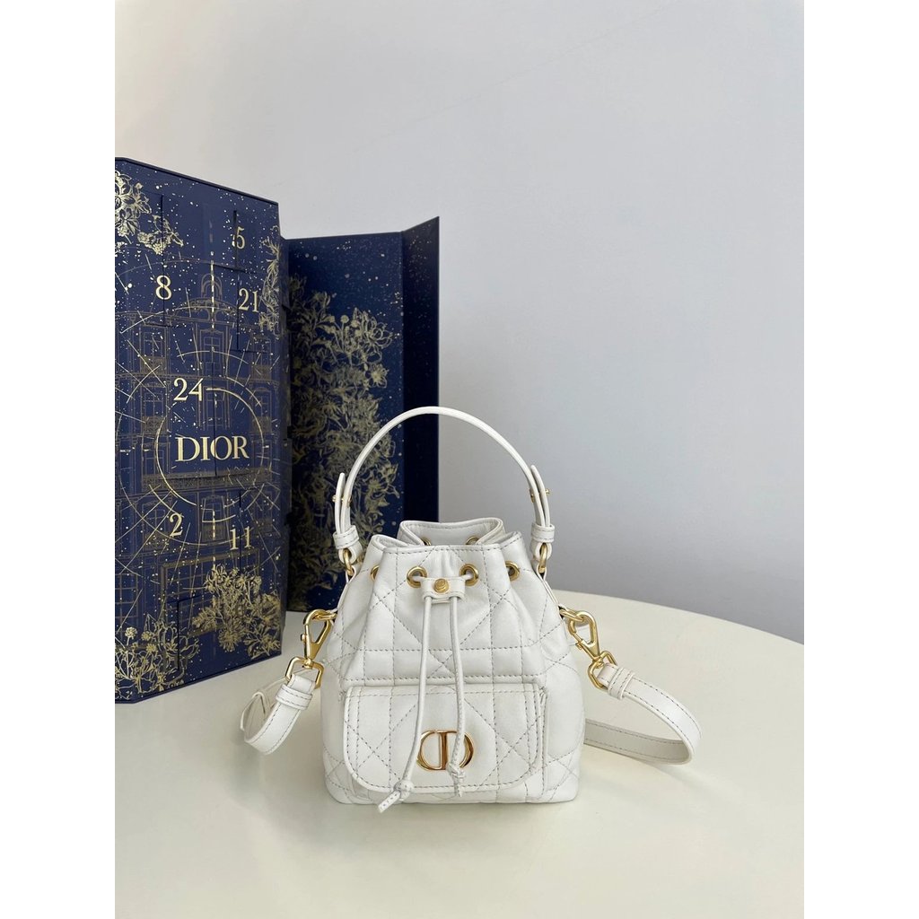 DIOR 2025 New Style Caro Micro Series Bucket Bag Lambskin Shoulder ...
