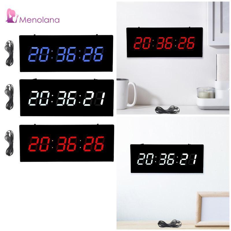 [Menolana] LED Digital Wall Clock Rectangular Alarm Clock Adjustable ...