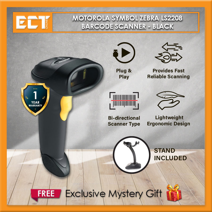 Motorola Symbol Zebra LS2208 Barcode Scanner with Auto Scan (Black ...