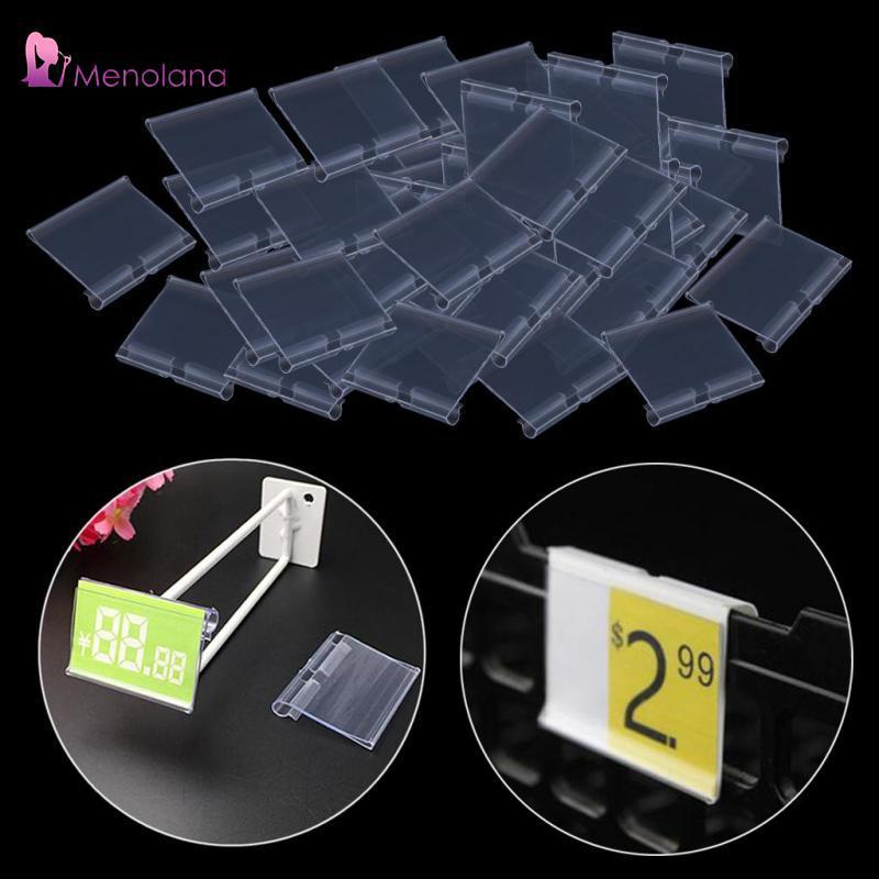 [Menolana] 50PCS Clear Plastic Price Tag Label Holder Double Hook for ...