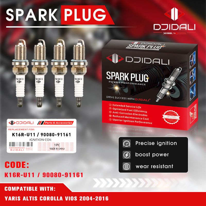 4PCS SPARK PLUG 90080-91161 K16R-U11 FOR TOYOTA VIOS Yaris 2004-2016 ...