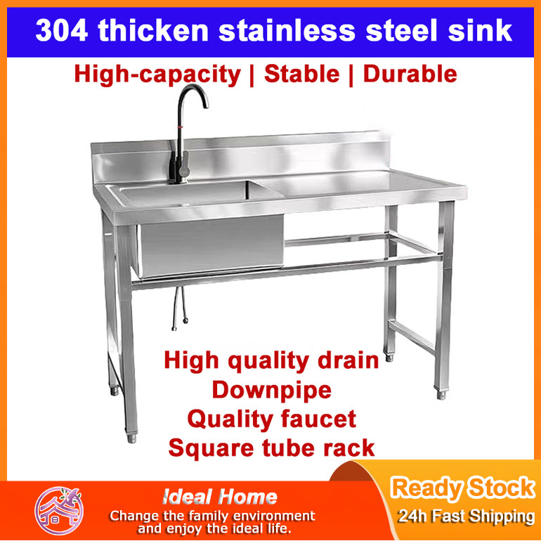🍂Ready Stock🍂304 Stainless steel sink/ kitchen Sink with faucet Wash ...