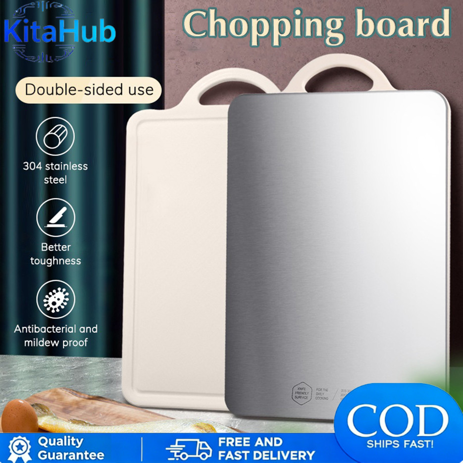 【Ready Stock】Dual Sided Chopping Board 304 Stainless Steel Grade PP ...