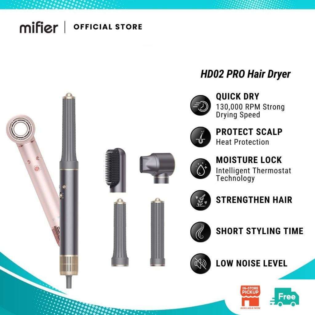 Mifier HD02 PRO- 5 in 1 High Speed Hair Dryer Negative Ionic Blow Dryer ...