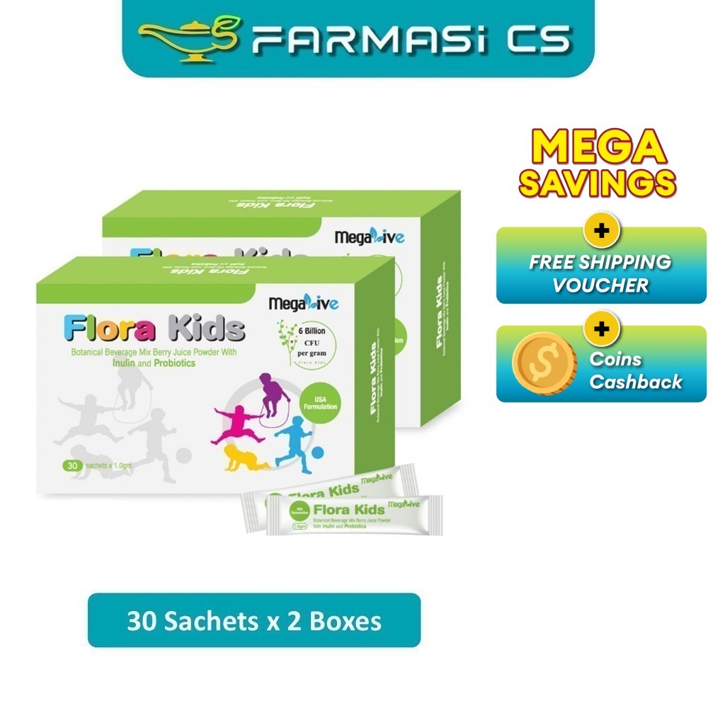 MegaLive Flora Kids 30 Sachets x 2 Boxes EXP:07/2026 [ Probiotics ...