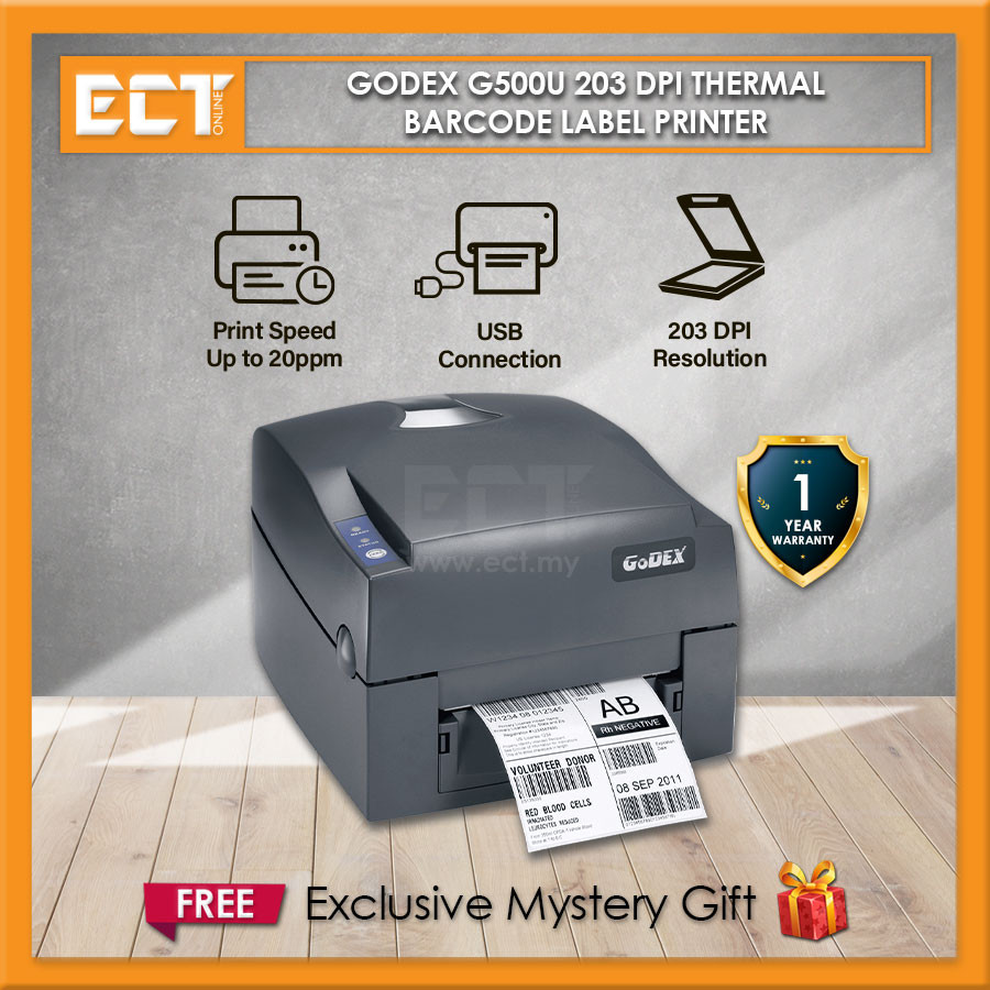 Godex G500U 203 DPI / G530 300 DPI Thermal Barcode Label Printer + Free ...