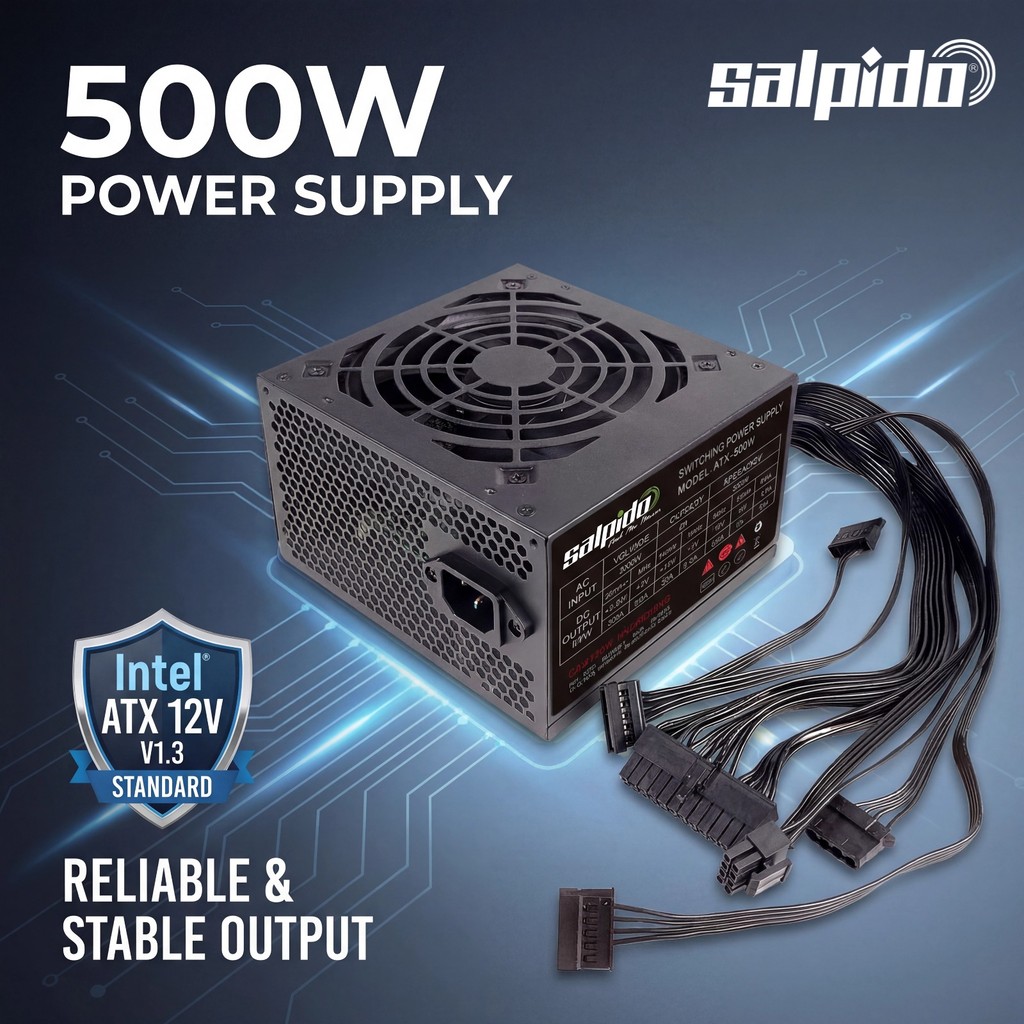 Salpido ATX-500W | ATX Power Supply Unit PSU With 12CM Big Cooling Fan ...