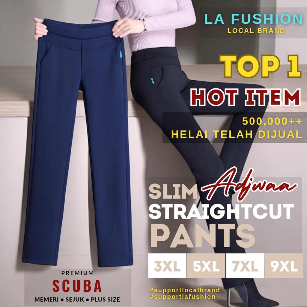 LA FUSHION SLIM STRAIGHTCUT AJDWAA slack scuba ironless Stretchable ...