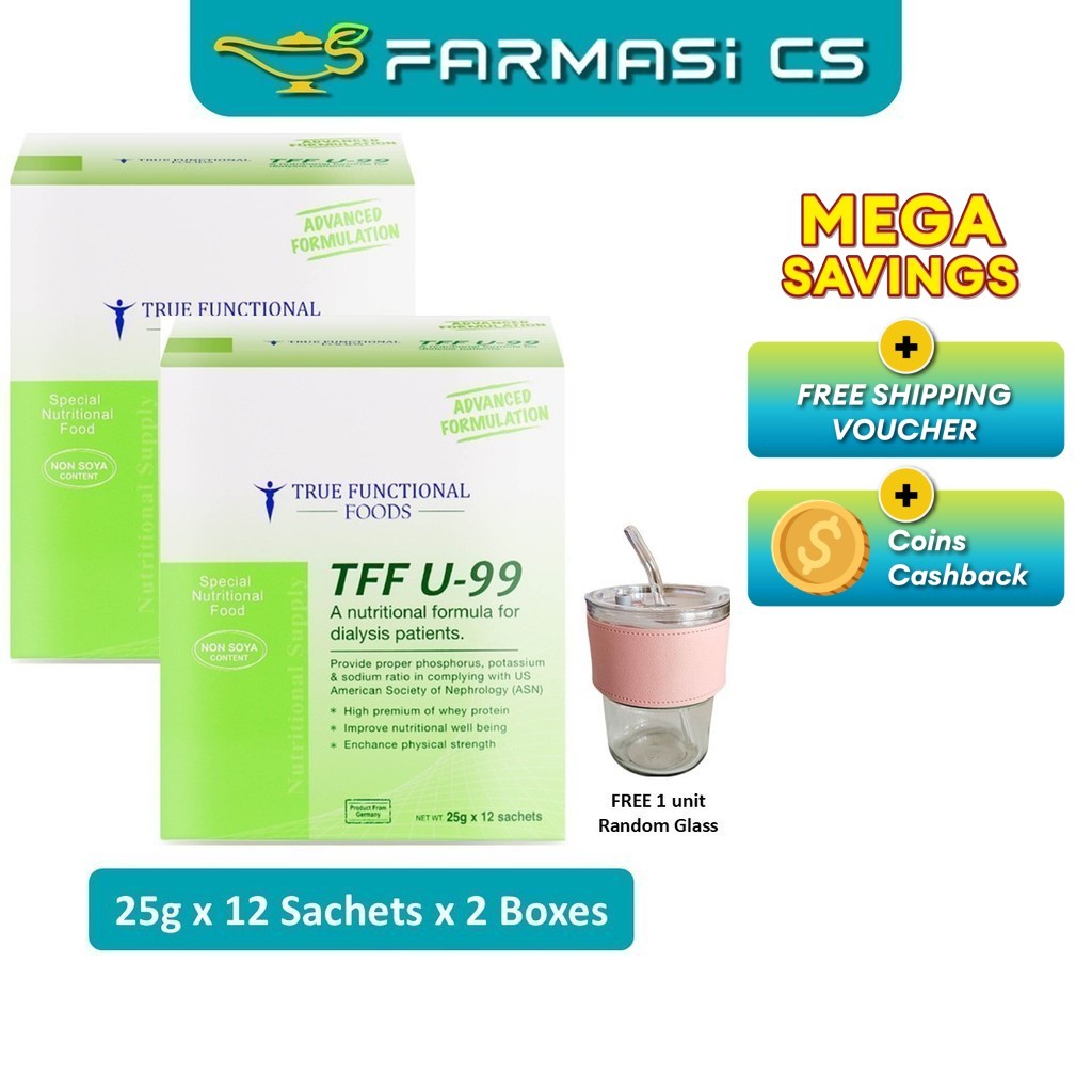 True Functional Foods TFF U-99 25g x 2 Boxes FREE Glass Shaker EXP:12/ ...