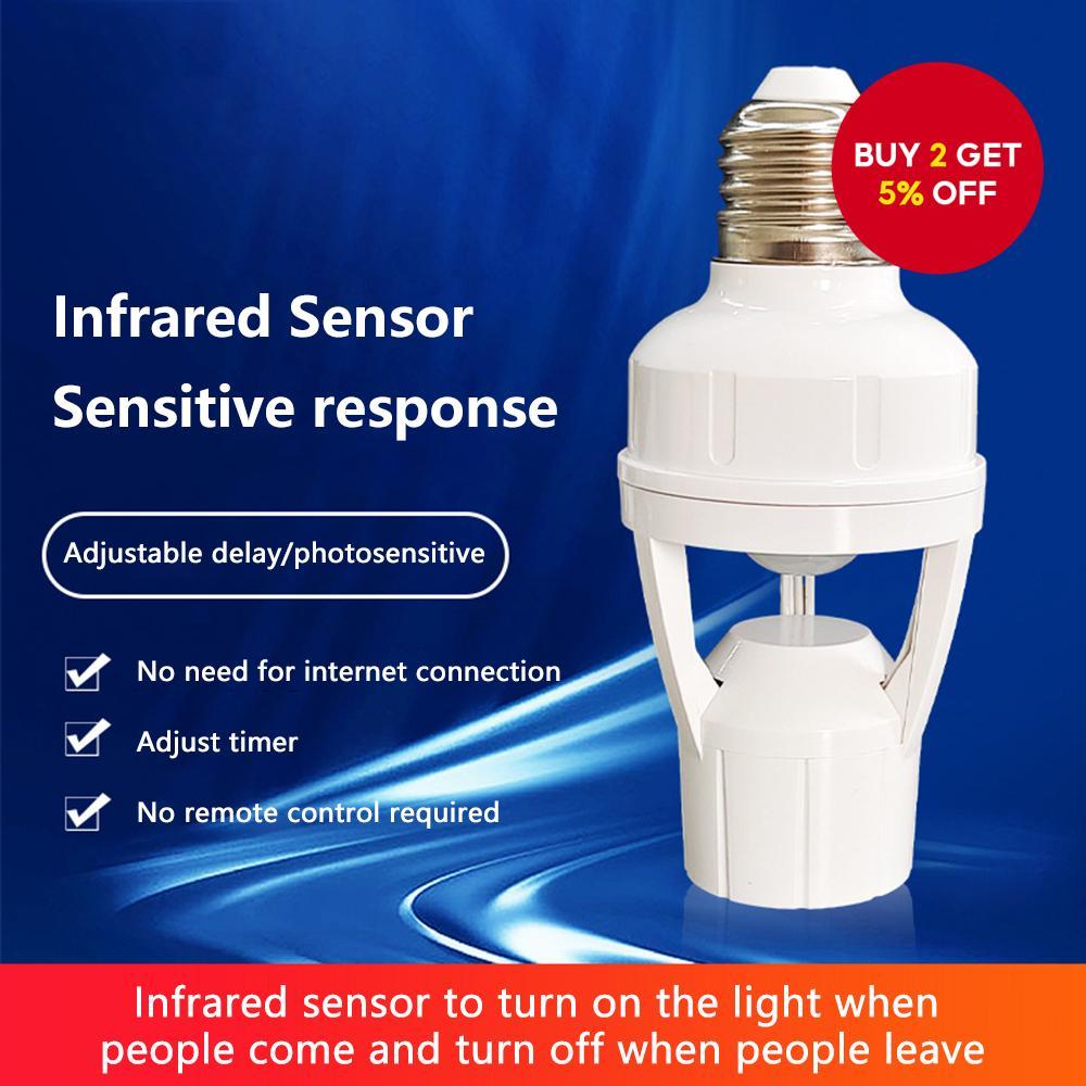 Human Body Sensing Infrared Lamp Socket Adapter Converter, Motion ...