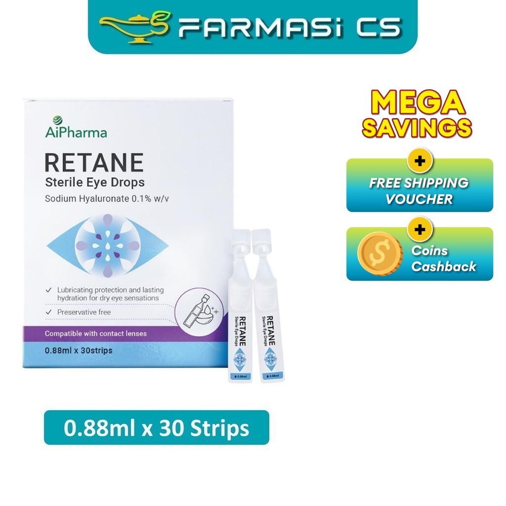Aipharma Retane Sterile Eye Drops 0.88ml x 30 Strips EXP:05/2028 ...