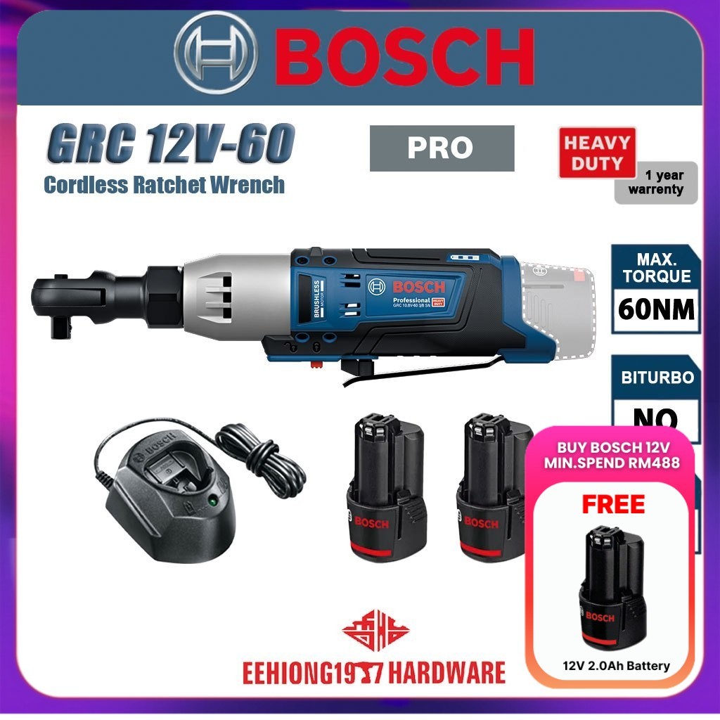 BOSCH GRC 12V-60 1/2'' PRO Cordless Ratchet Wrench Spanner Cordless ...