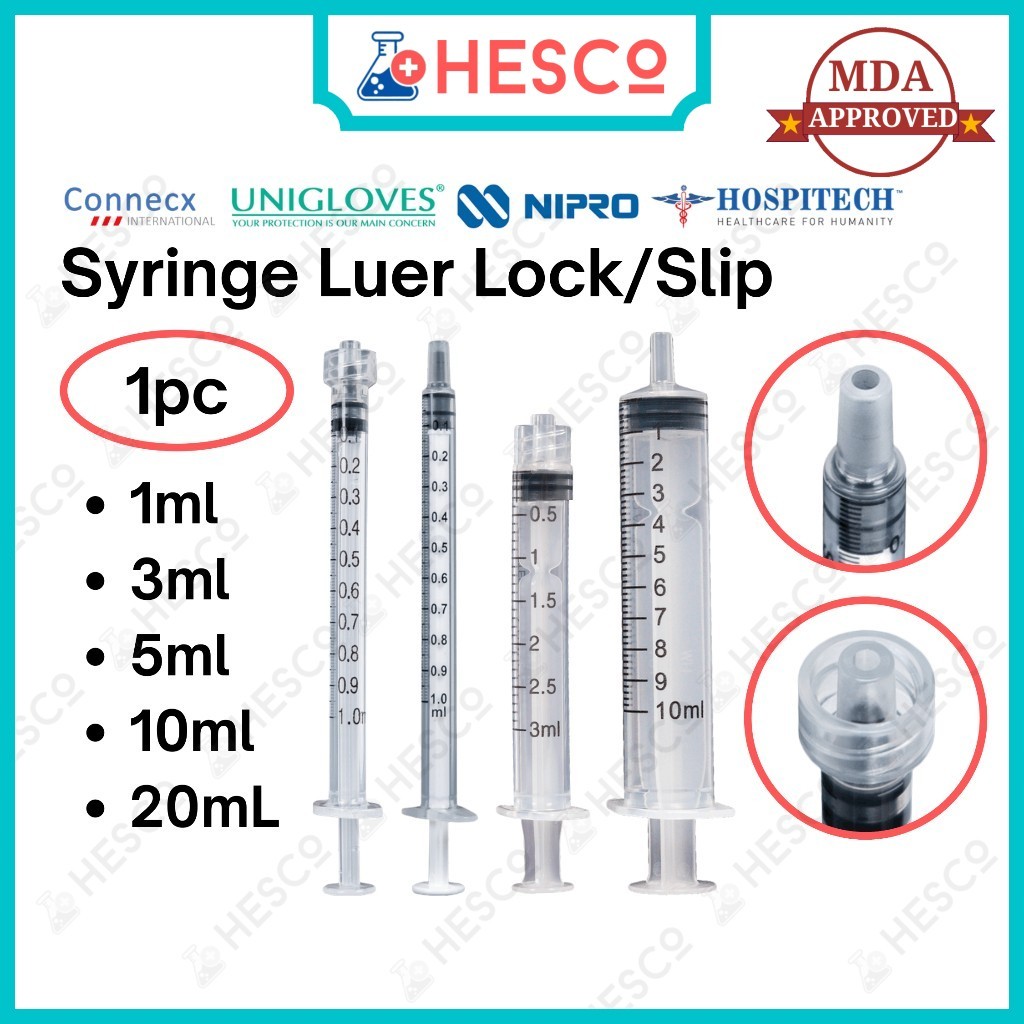 Disposable Syringe Picagari Luer Lock Luer Slip 1pc MDA — 1/3/5/10/20ml ...