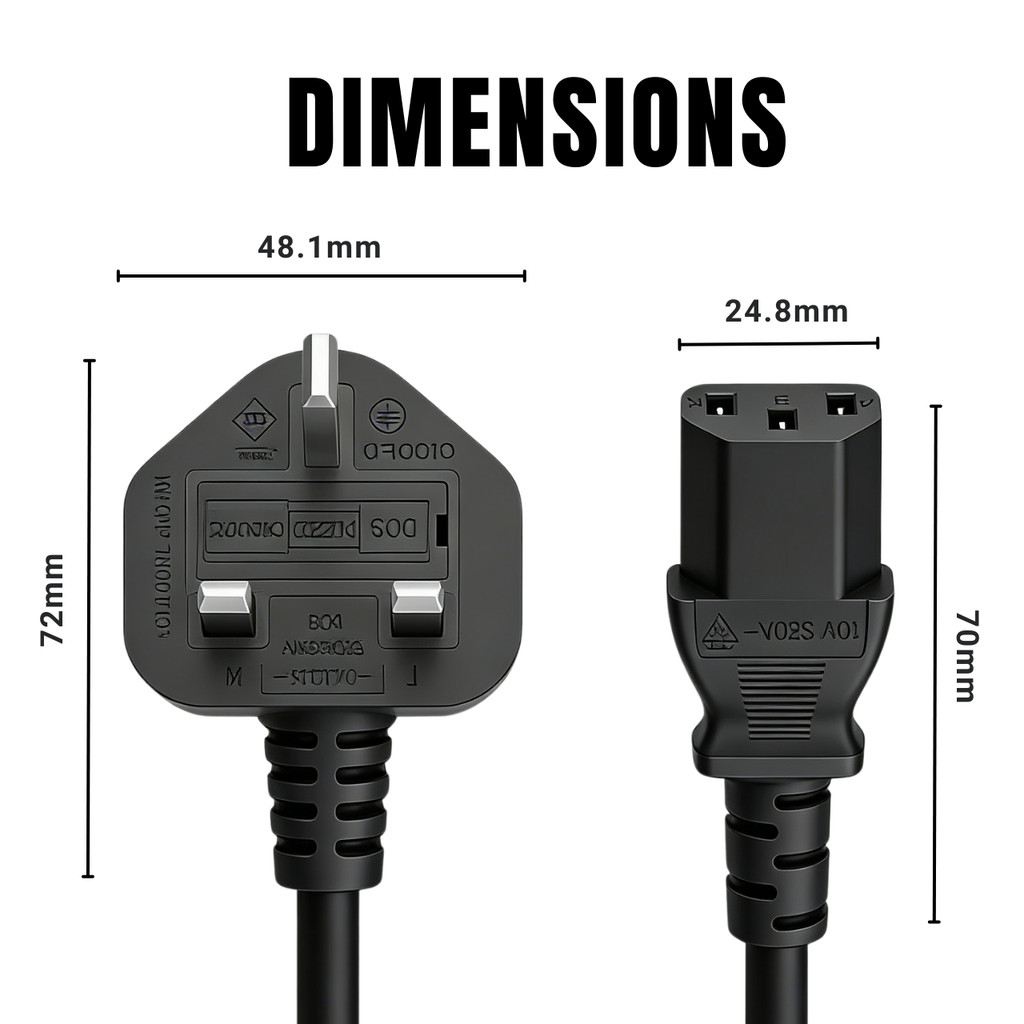 UK Plug to C13 Power Cord Extension Wire Cable 13A Power Supply for ...