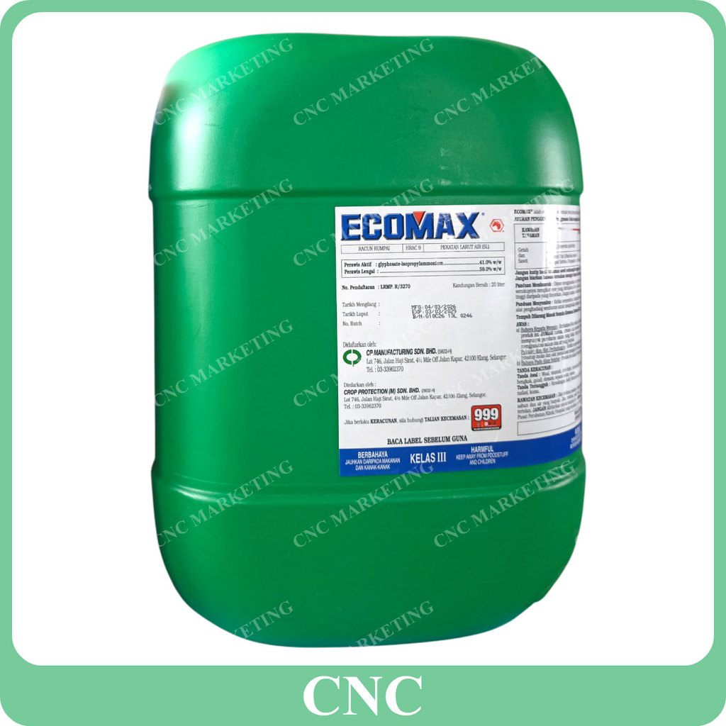 Crop Protection Ecomax 20L Racun Rumpai Glyphosate Isopropylammonium 41 ...