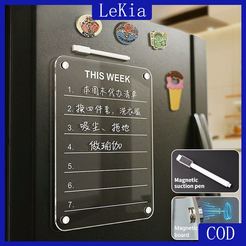 Acrylic Magnetic Message Board Reusable Clear Message Board with Pen ...