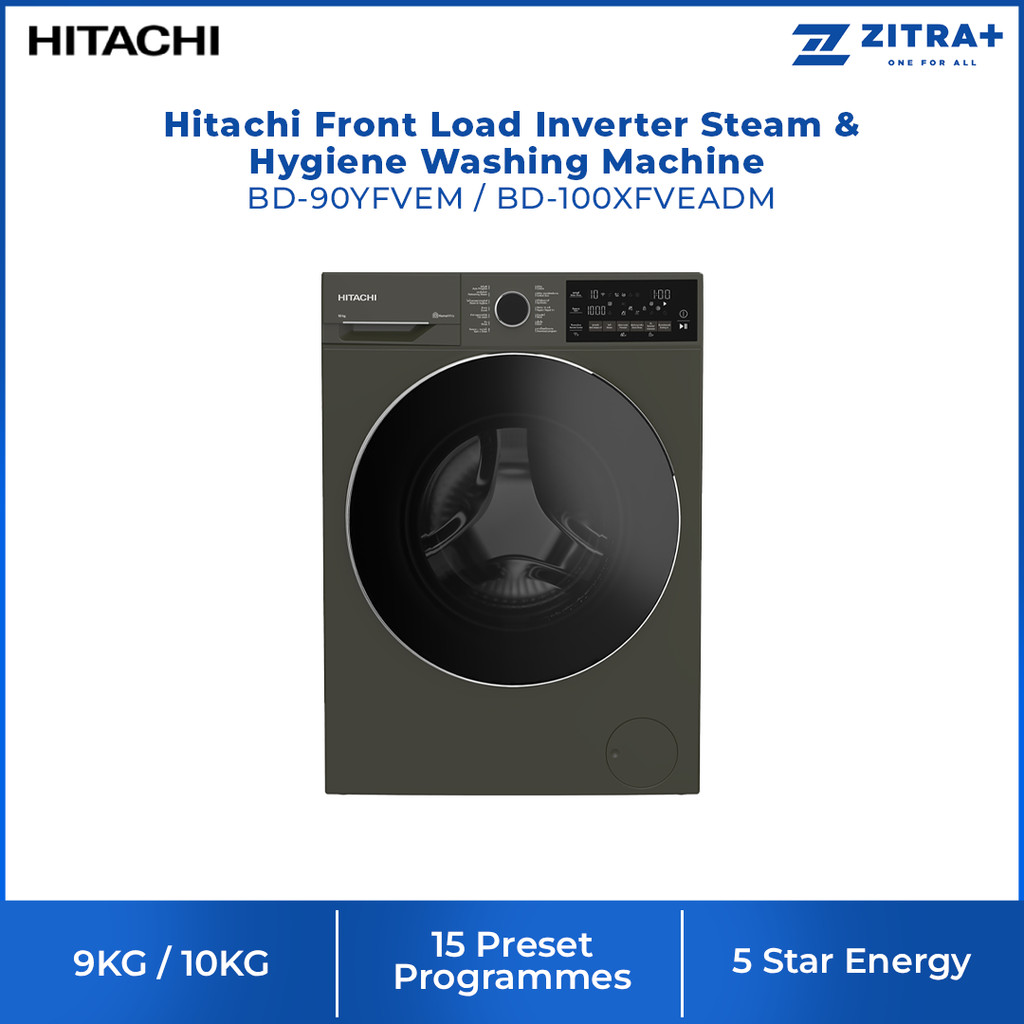 Hitachi 9/ 10KG Front Load Inverter Steam & Hygiene Washing Machine BD ...