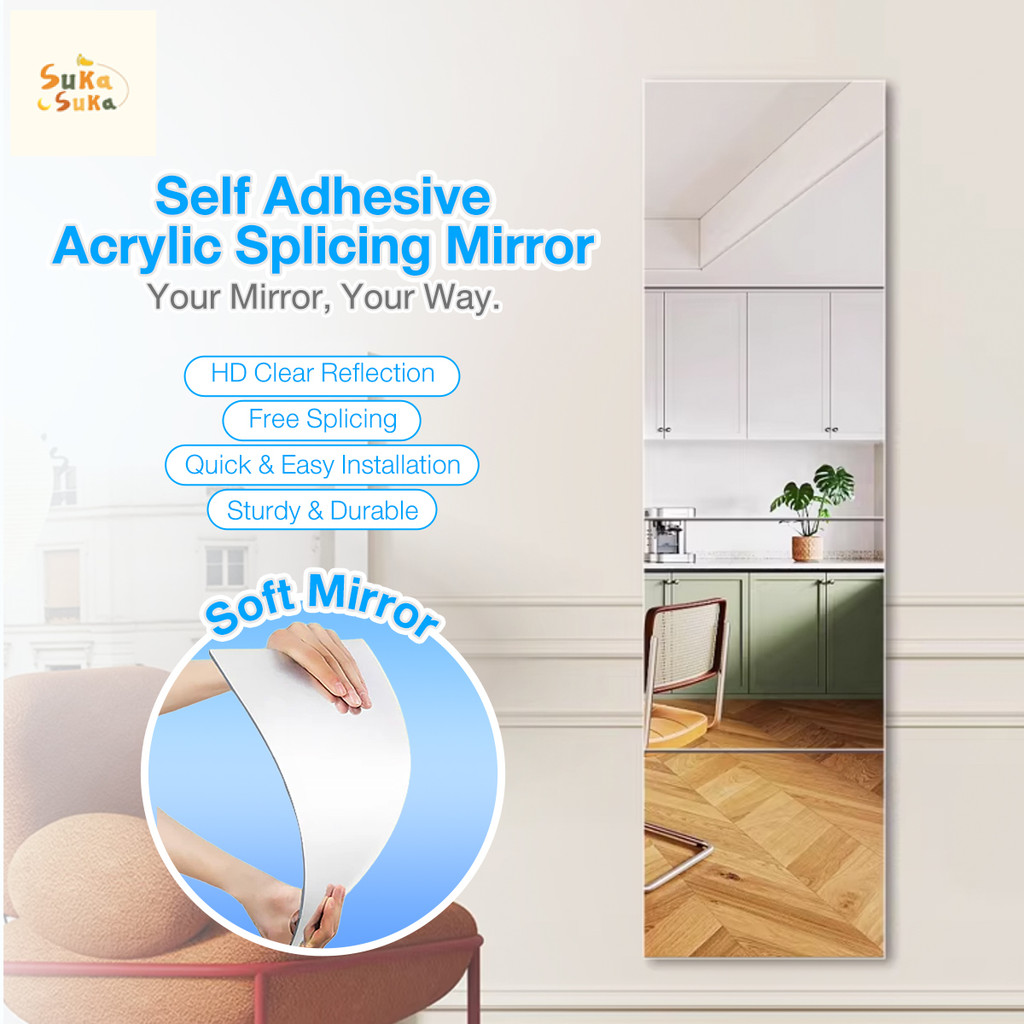 Self Adhesive Mirror Super Value Thick Acrylic Stick On Wall Mirrors ...