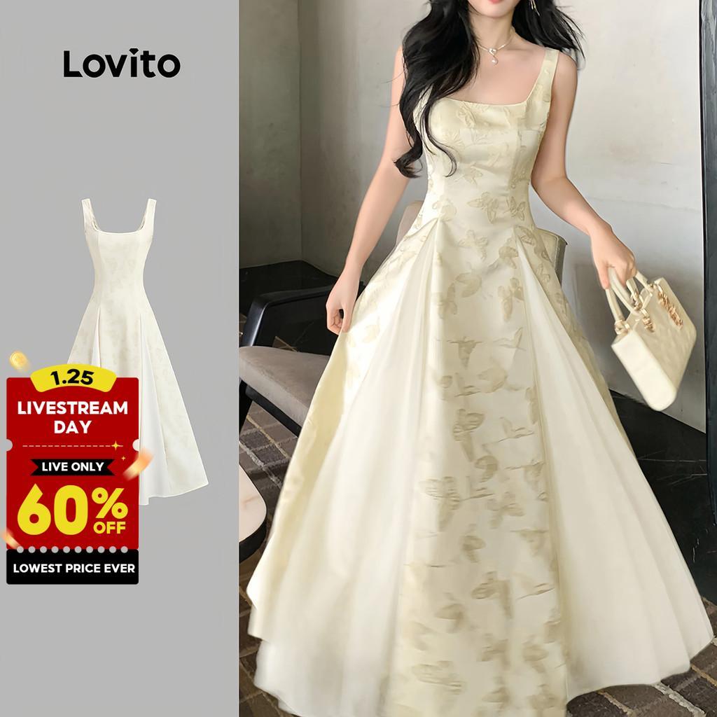 Lovito Elegant Dress Commute Classic And Versatile Fabric Stitching ...