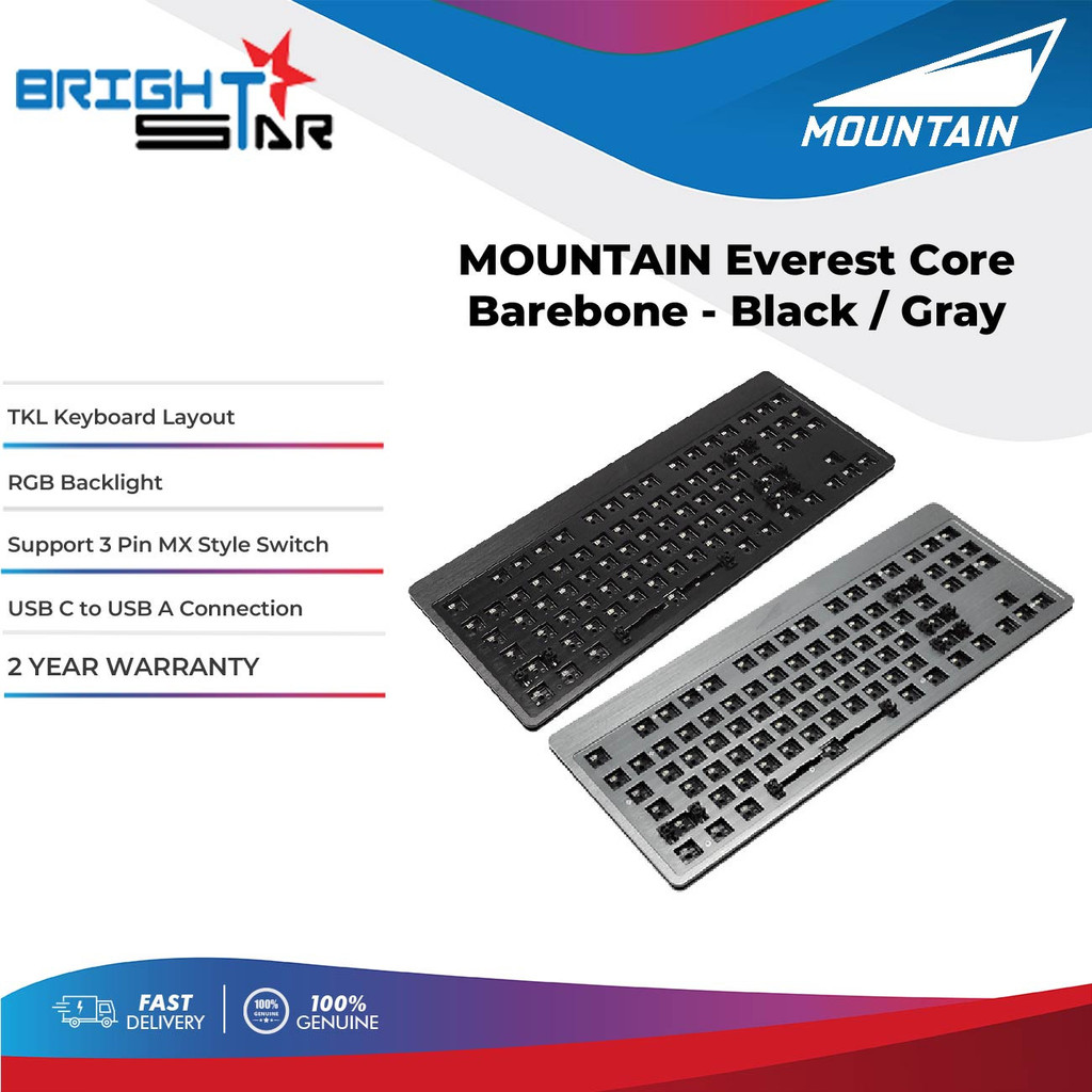 MOUNTAIN EVEREST CORE Barebone TKL - Midnight Black/Gunmetal Gray ...