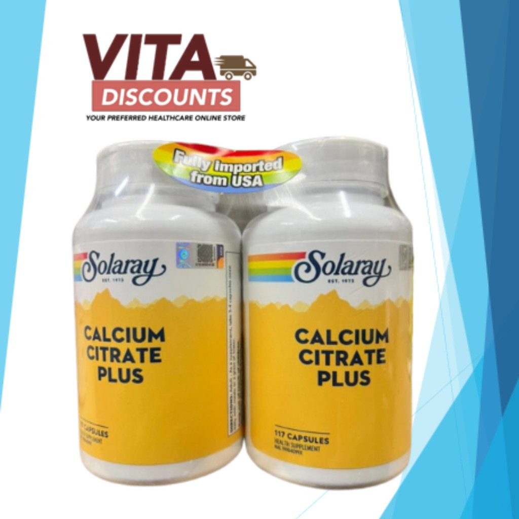 SOLARAY CALCIUM CITRATE PLUS CAPS 117S PACK-OF-2 EXP03/2028 | Shopee ...