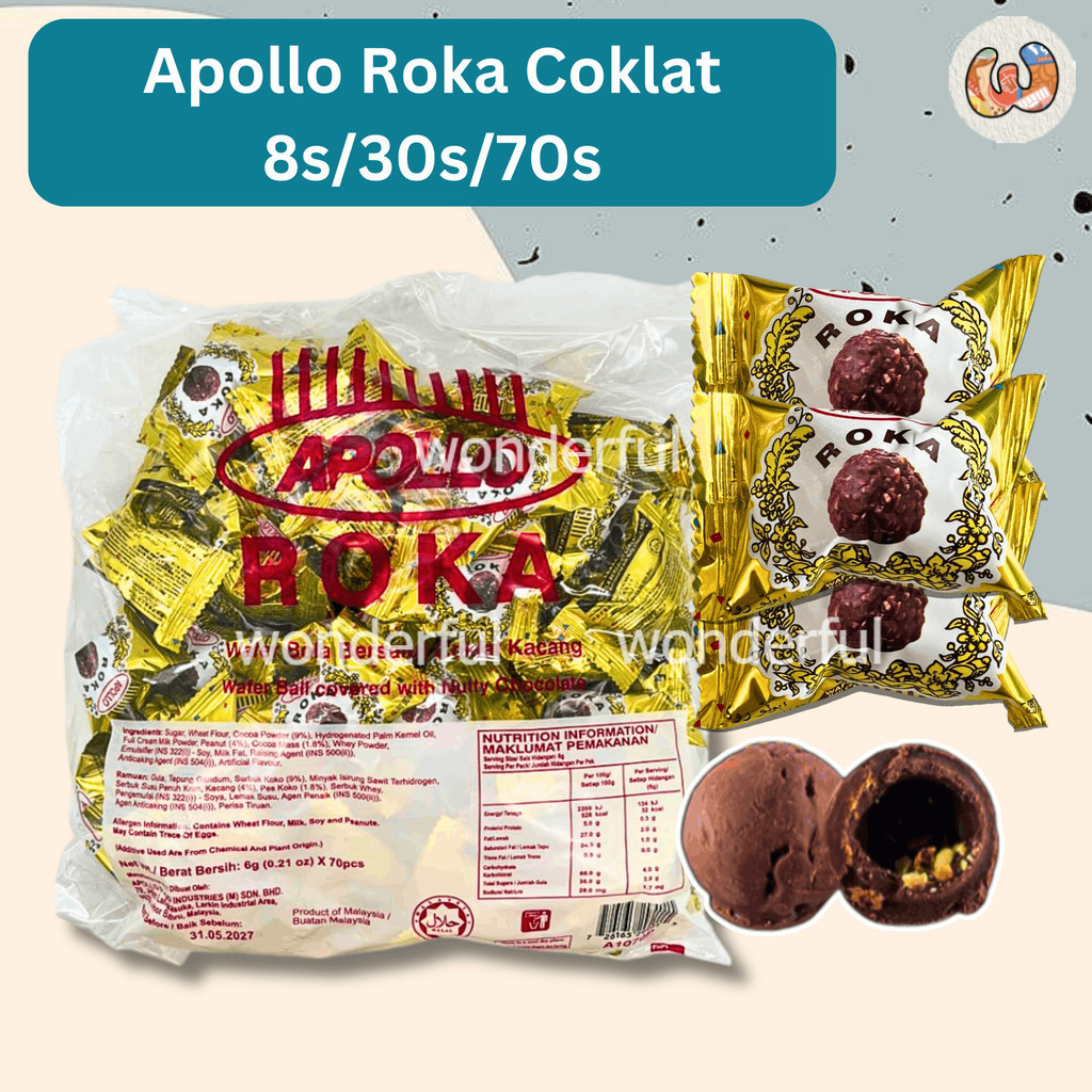 [HALAL] Apollo Roka 1070 Bola Coklat Wafer Chocolate Ball 8s / 30s ...