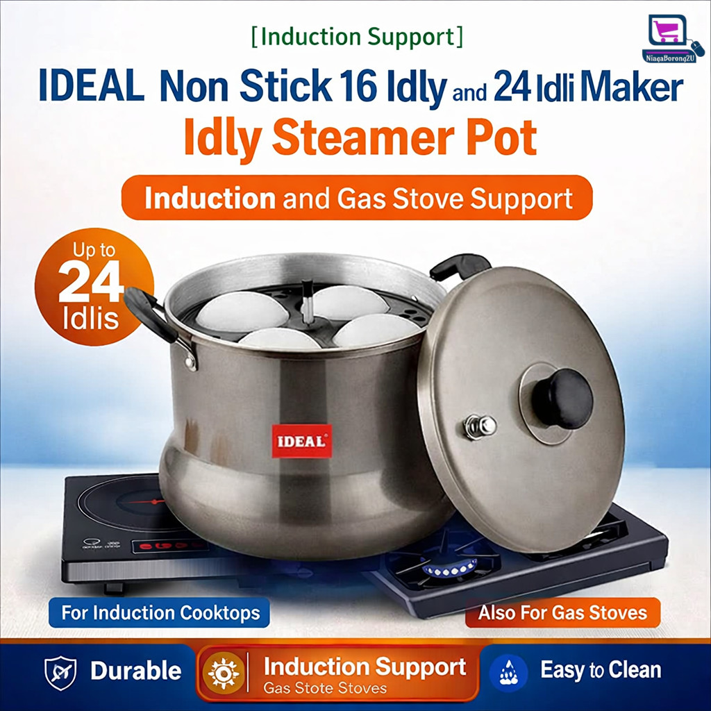 IDEAL Non Stick Idli Maker 16/24 Idli Steamer Pot Stainless Steel Idly ...