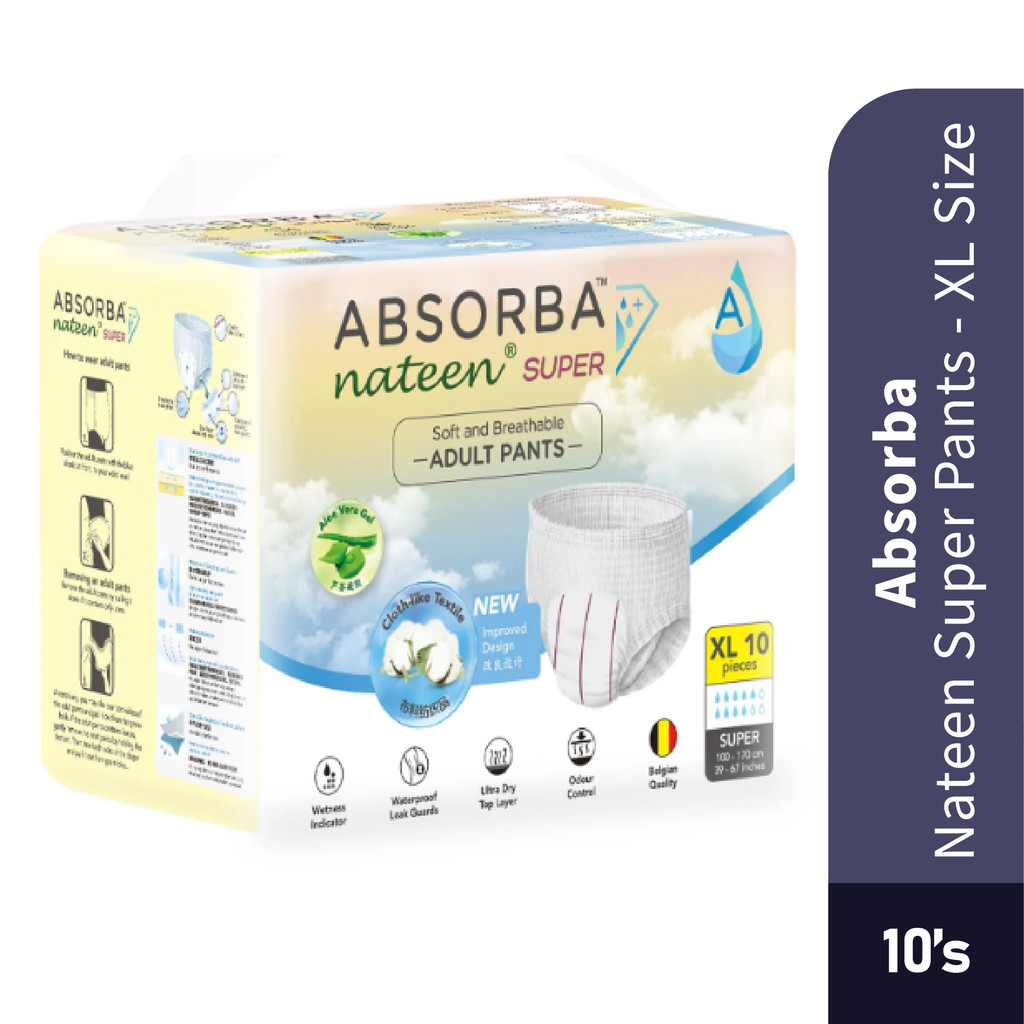 ABSORBA NATEEN Super Pants 10'S + 1'S - XL HMS Healthstore | Shopee ...