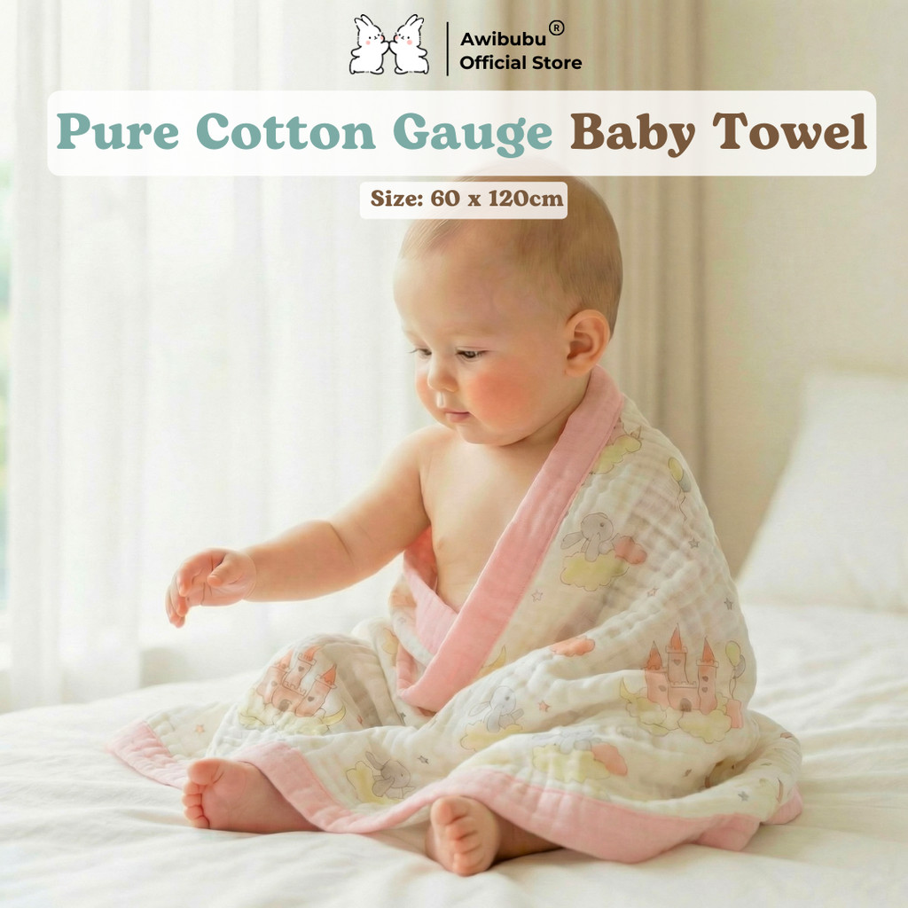 Awibubu Tuala Mandi Bayi 6-Lapisan Kapas Gauze 60x120cm - Cotton Gauze ...