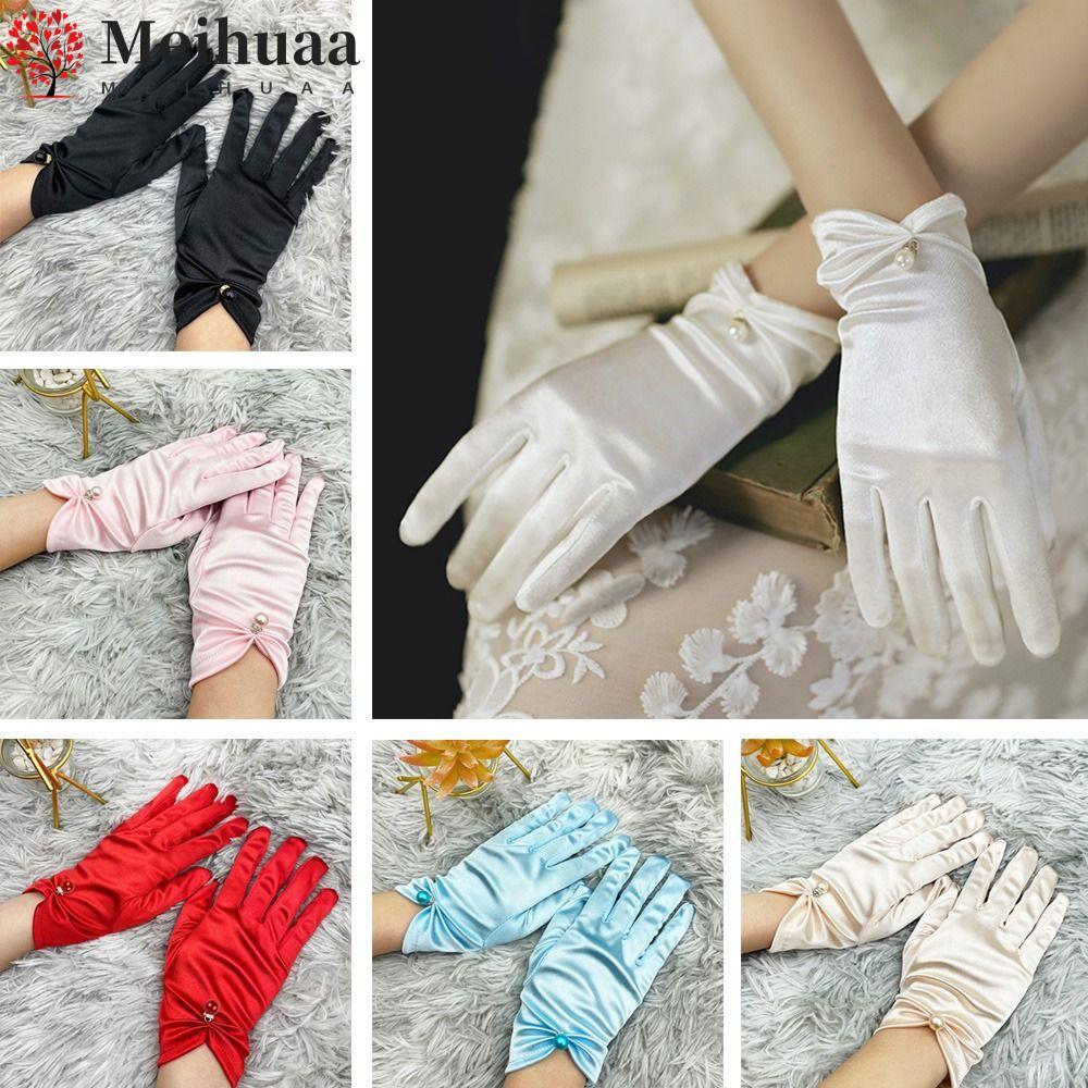 MEIHUAA Evening Party Gloves, Satin Dance Mittens, Cosplay Party Stage ...