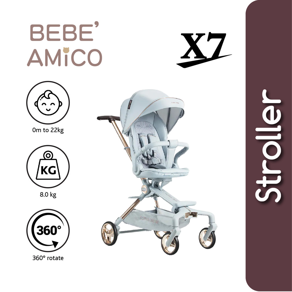 Bebe Amico Dual Two Ways Facing Stroller X7 With 360 Rotation Seat ...