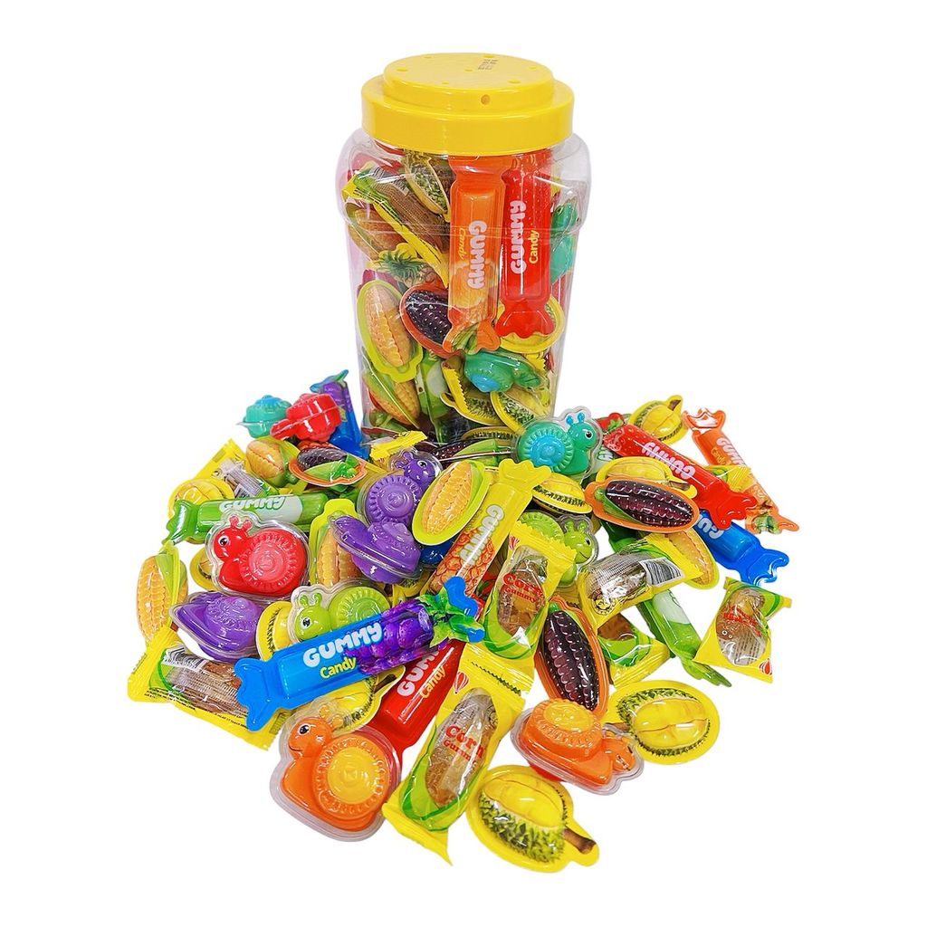 ALL MIXED FLAVOUR 1 balang 60pcs Viral Assorted Fruits Chewy Candy ...