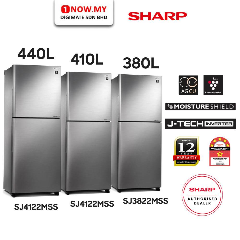SHARP (440L/410L/380L) Inverter Top Freezer Folio Refrigerator SJ4422 ...