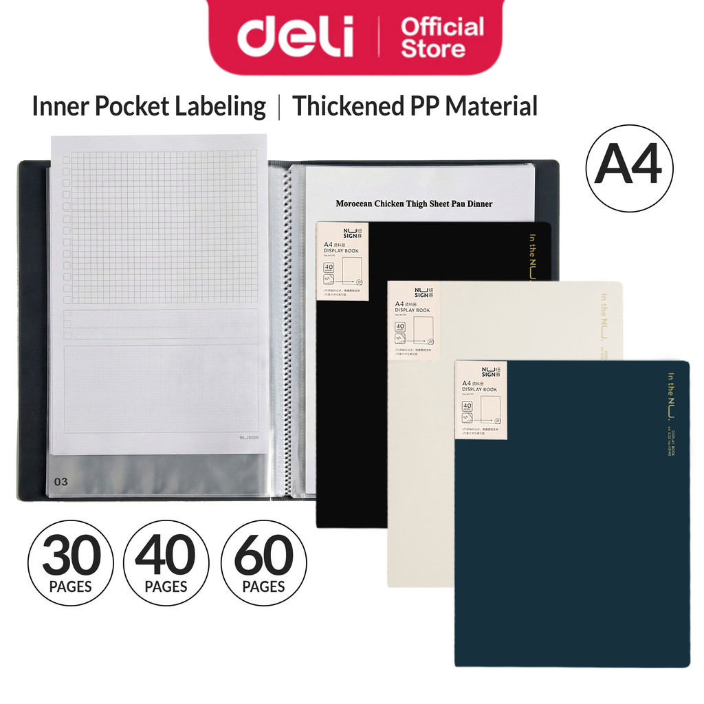 Deli NUSIGN A4 Pocket Clear Display Book File Document Holder Fail ...