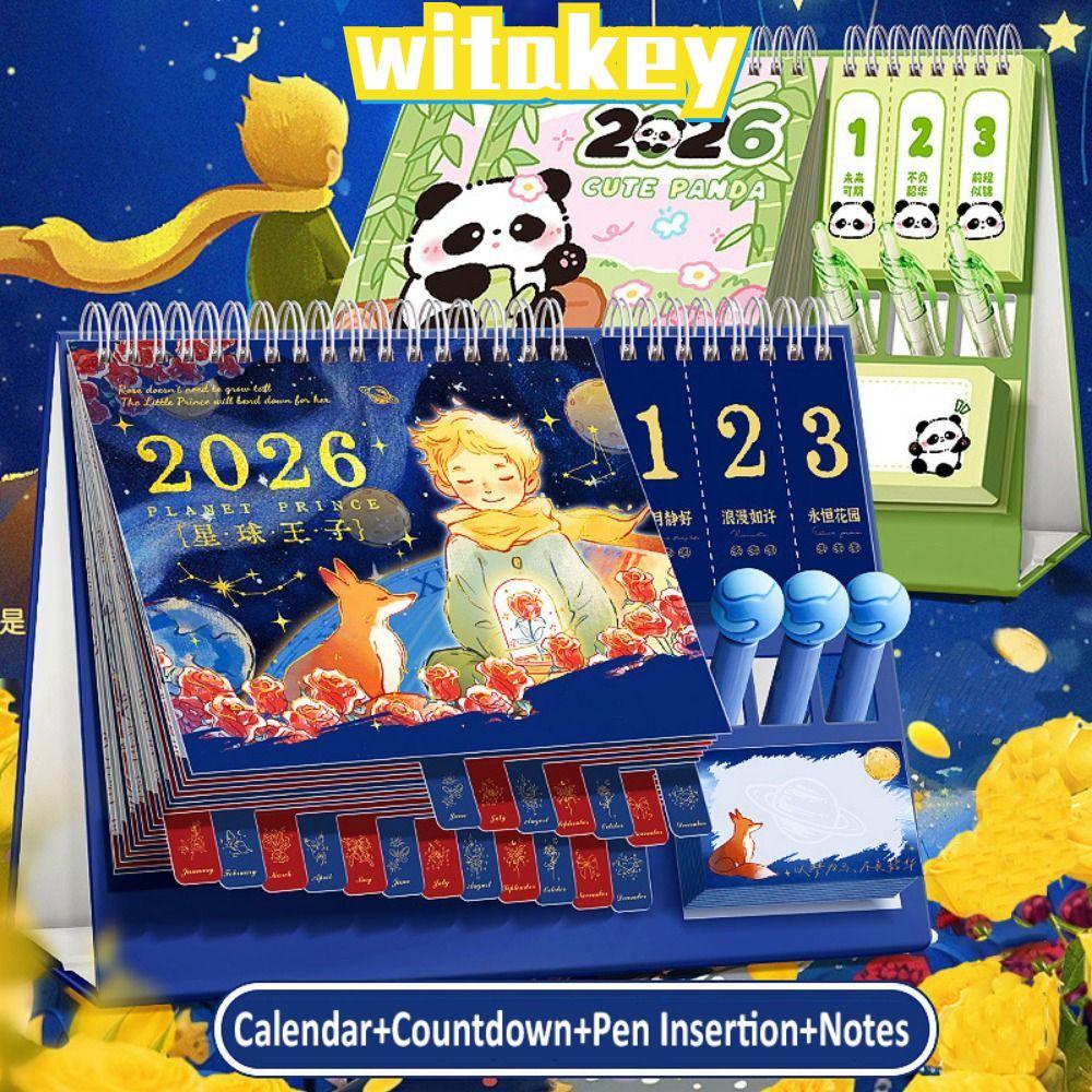 WITAKEY Tabletop Schedule, Memo Notes Coil Binding 2026 Desk Calendar ...