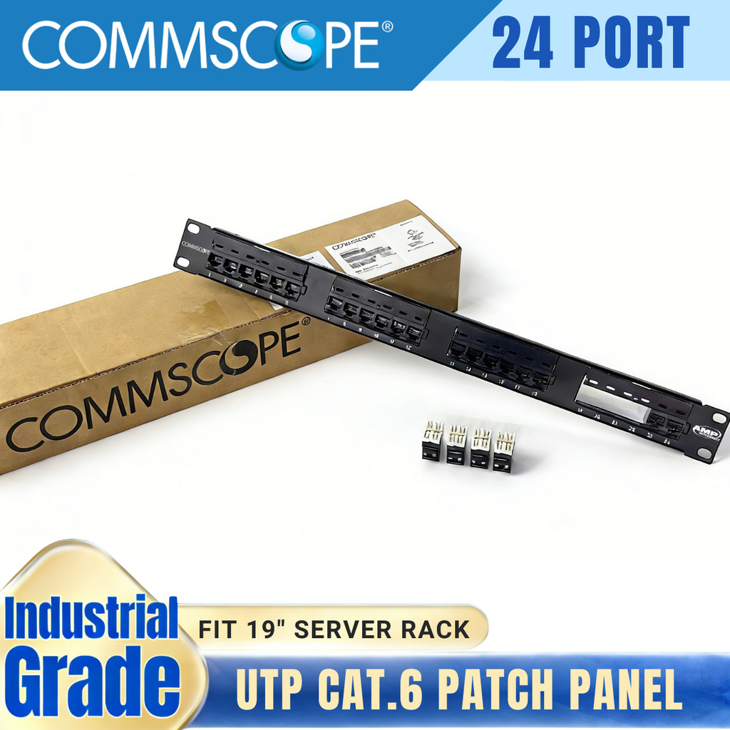 Commscope UTP CAT6 Patch Panel 24 Ports with Keystone Modular Jack ...