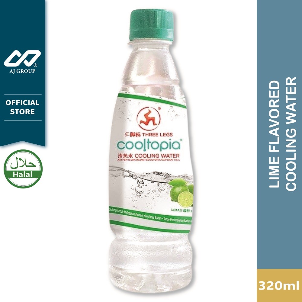 Three Legs Cooltopia Lime Flavored Cooling Water (320ml) [Cap Kaki Tiga ...